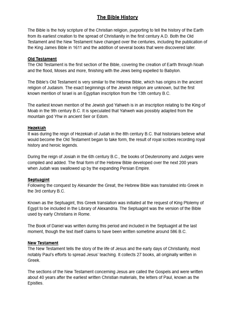The Bible history | PDF | Gospel Of Mark | New Testament