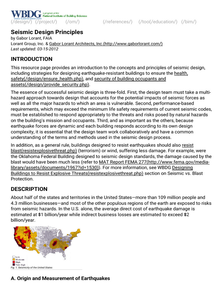 Seismic Design Principles _ Whole Building Design Guide | PDF ...