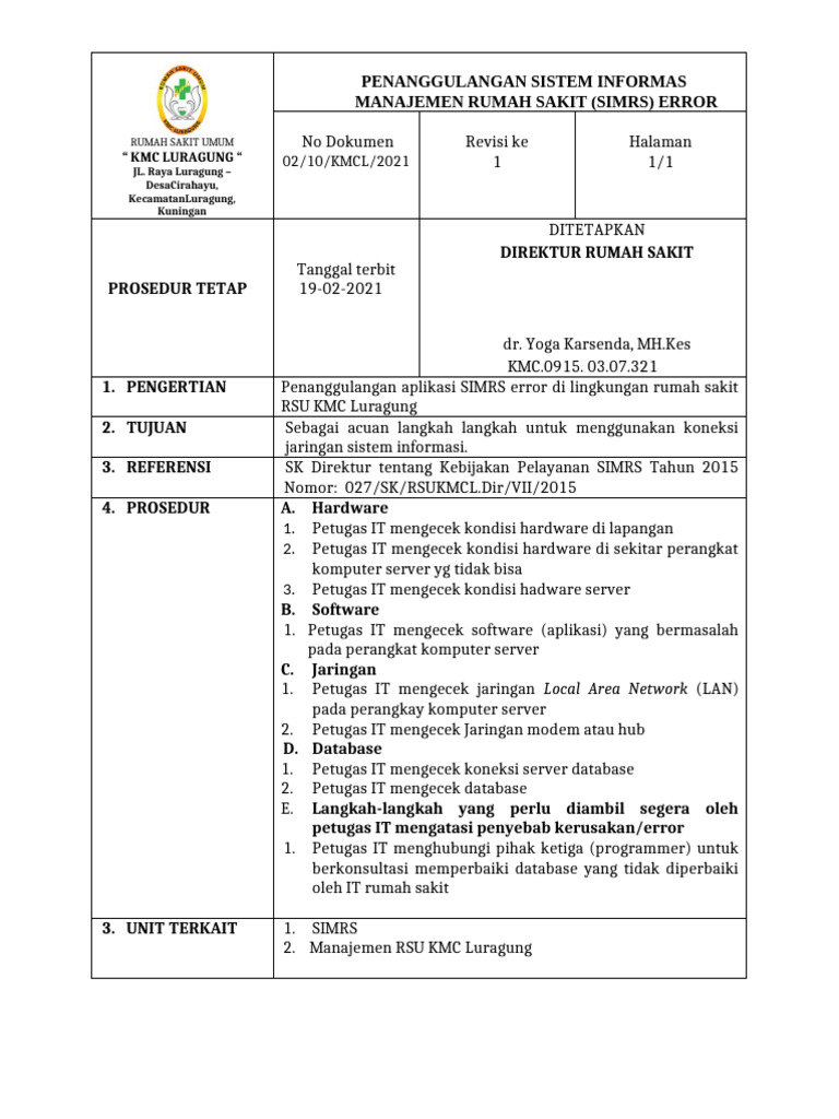 Sop Simrs Eror | PDF | Sains & Matematika | Komputer