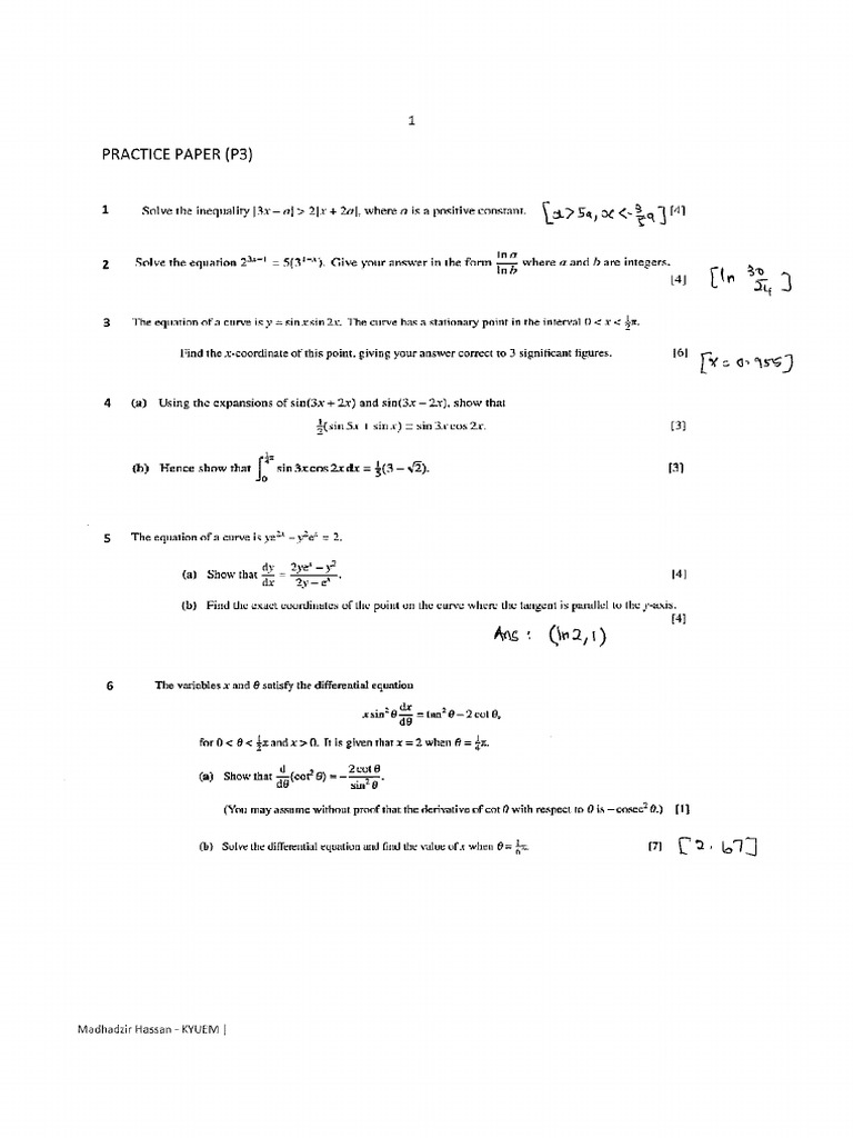 Practice P3 Paper | PDF