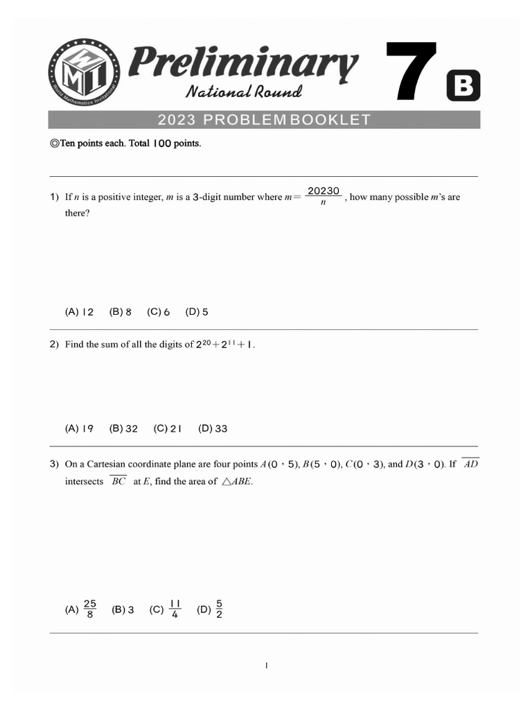 WMI 2023 Prelim 7B | PDF