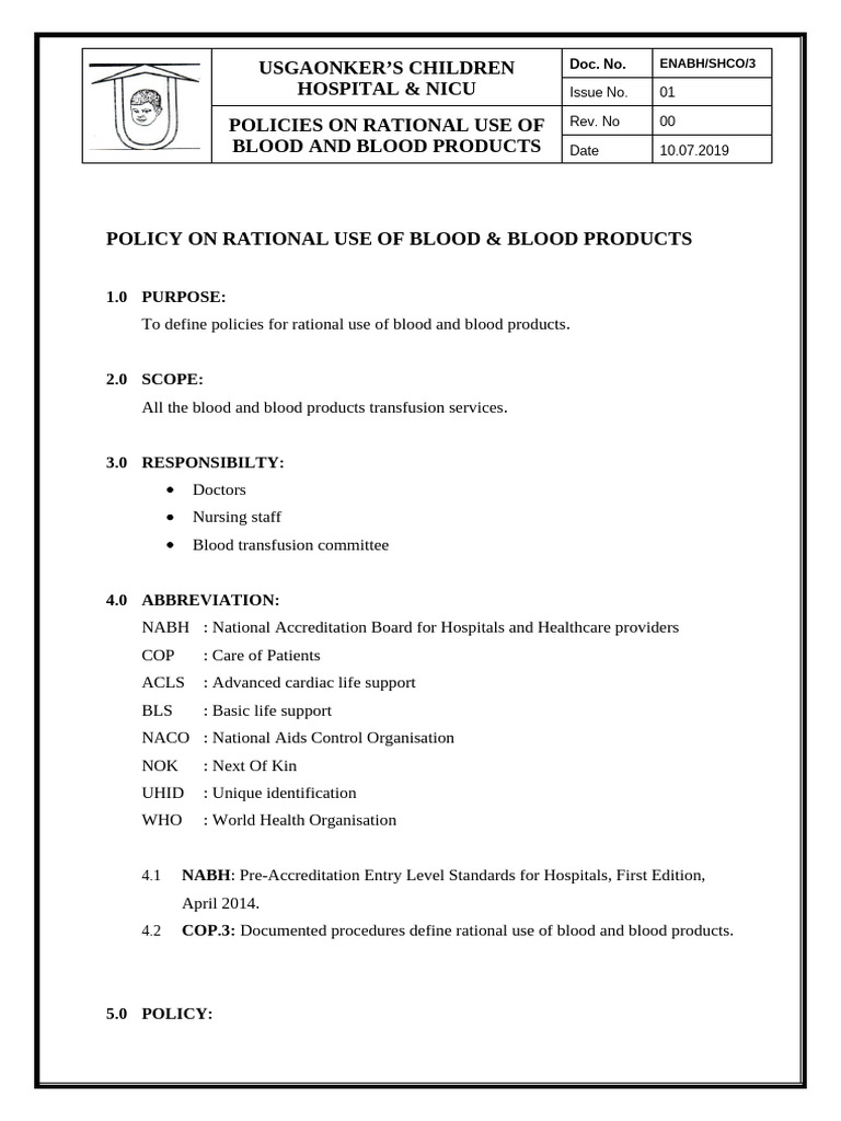Rational Use of Blood and Blood Products New | PDF | Blood Transfusion ...