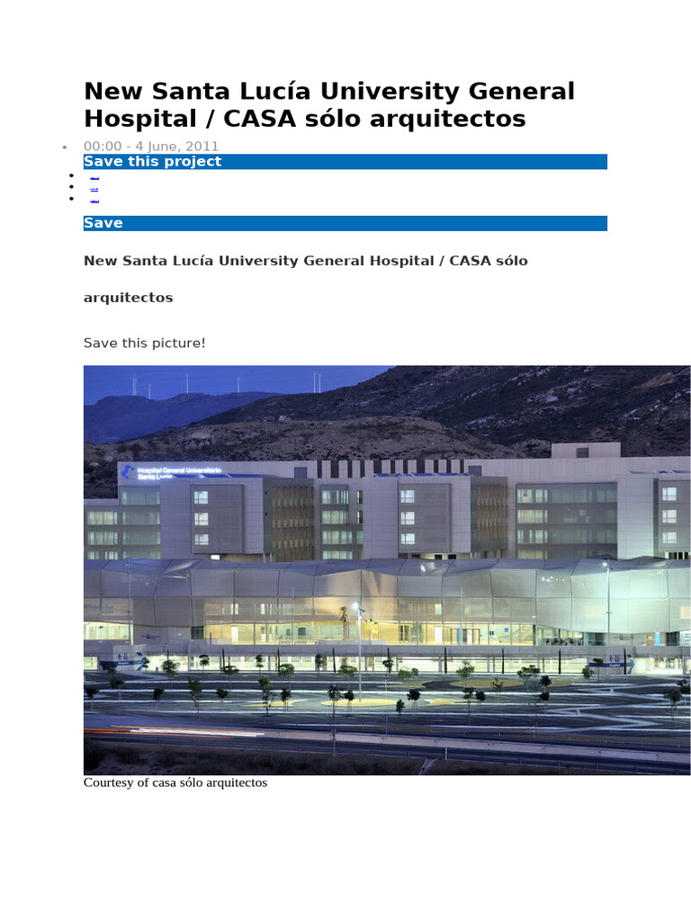New Santa Lucía University Hospital Design | PDF | Hospital | Health Care
