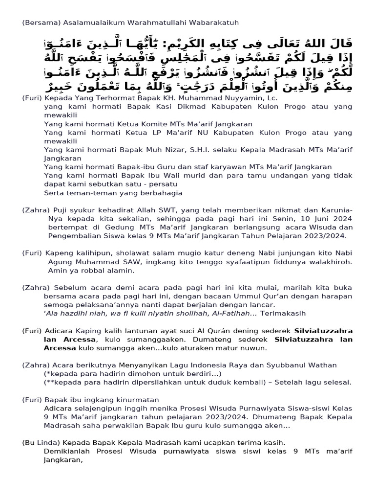 MC Wisuda 2 Bahasa | PDF