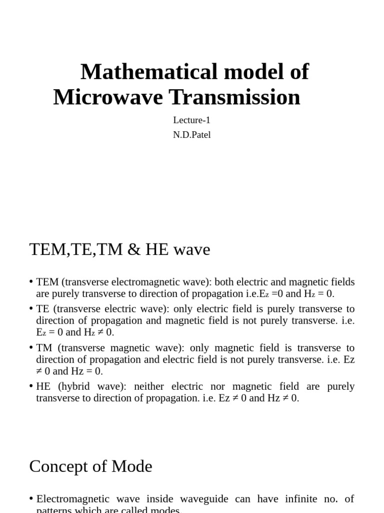 Mathematical Model of Microwave Transmission | PDF | Waveguide ...