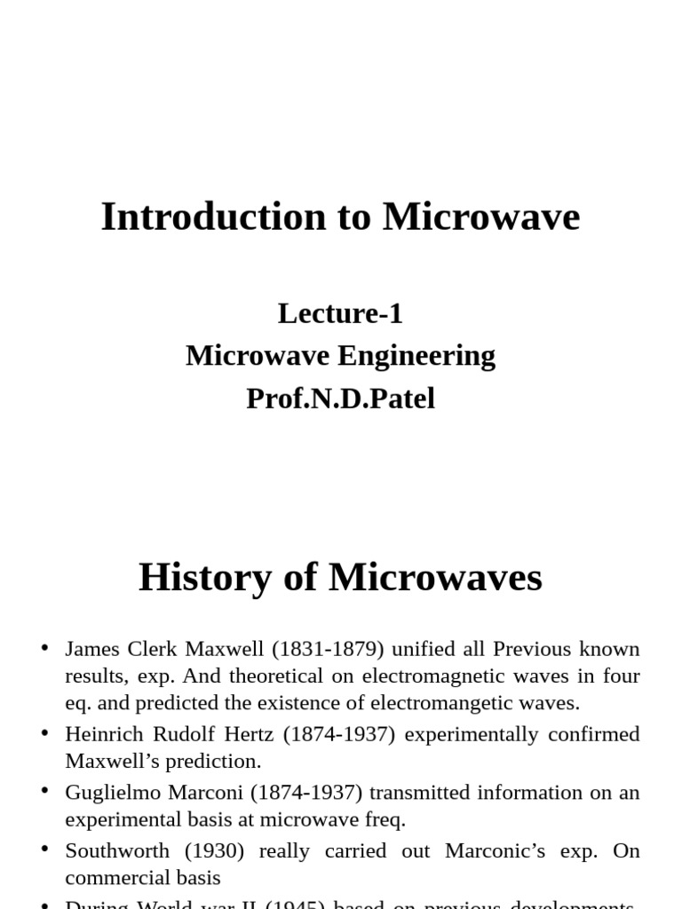 Lect 1 Introduction To Microwave | PDF | Microwave | Radio Spectrum