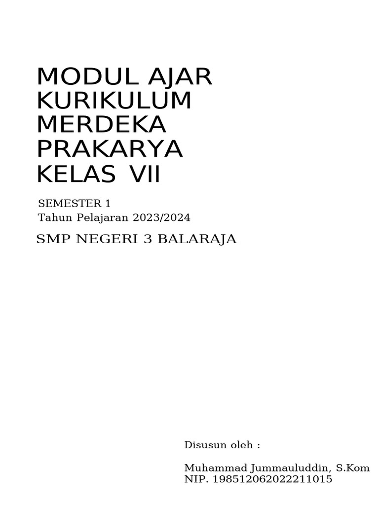 Modul Ajar Prakarya Kelas 7 Kurmer | PDF
