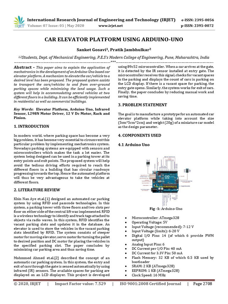 Arduino Car Elevator Platform Design | PDF | Business | Technology ...