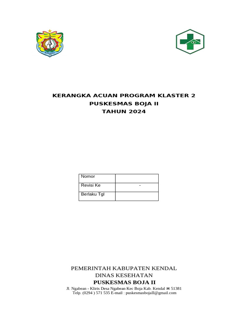 Kerangka Acuan Program Klaster 2 | PDF