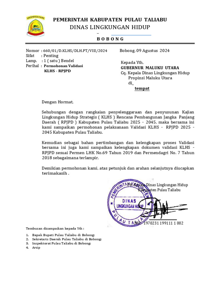 Surat Validasi KLHS | PDF