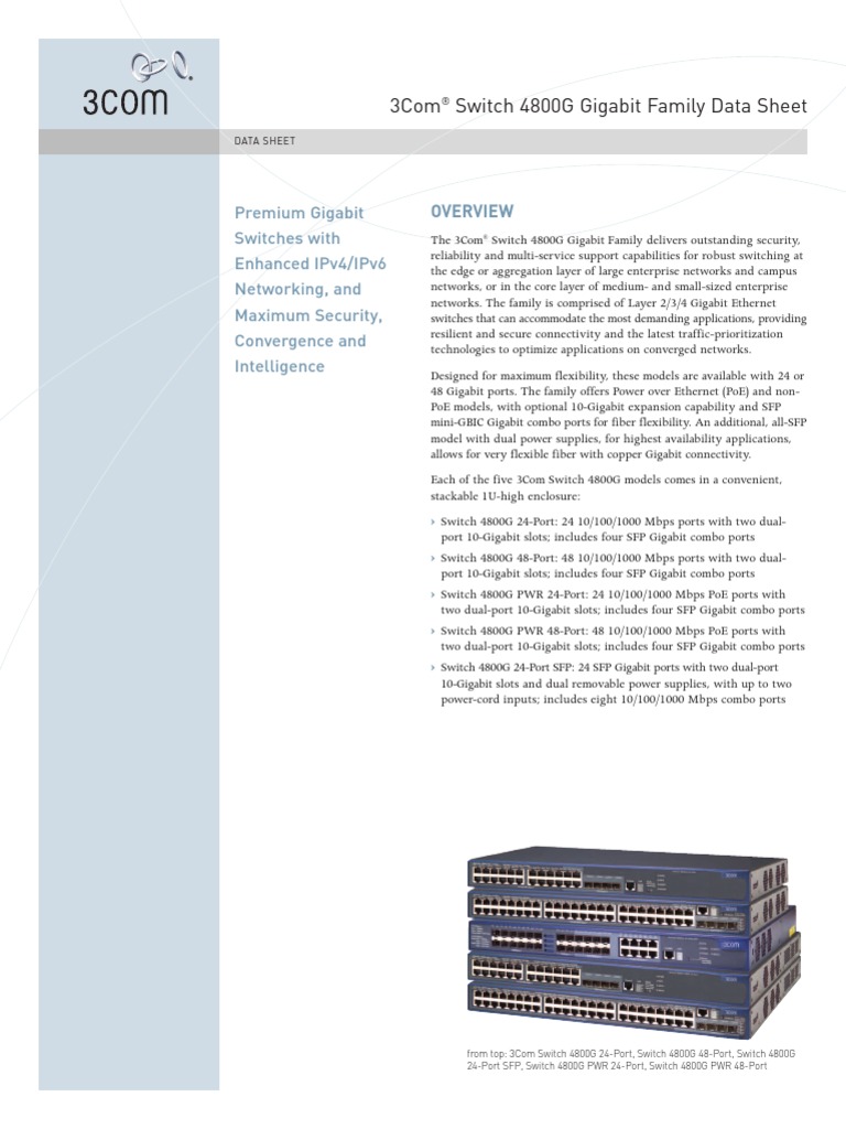 3com 4800G Family | PDF | I Pv6 | Network Switch