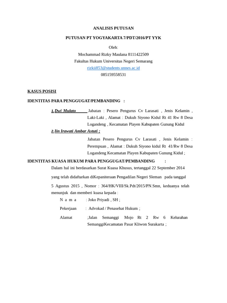 Analisis Putusan | PDF