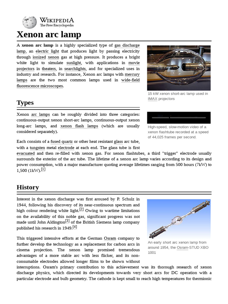 Xenon_arc_lamp | PDF | Electrical Engineering | Electrical Components