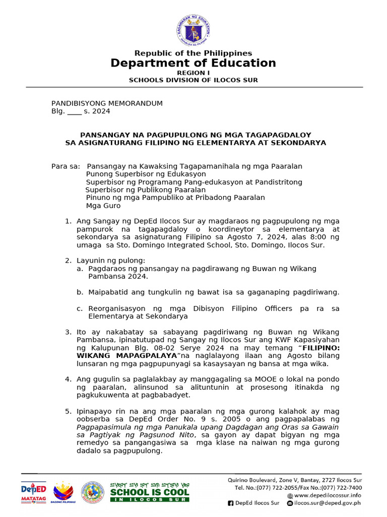Pansangay Na Pagpupulong NG Mga Tagapagdaloy | PDF