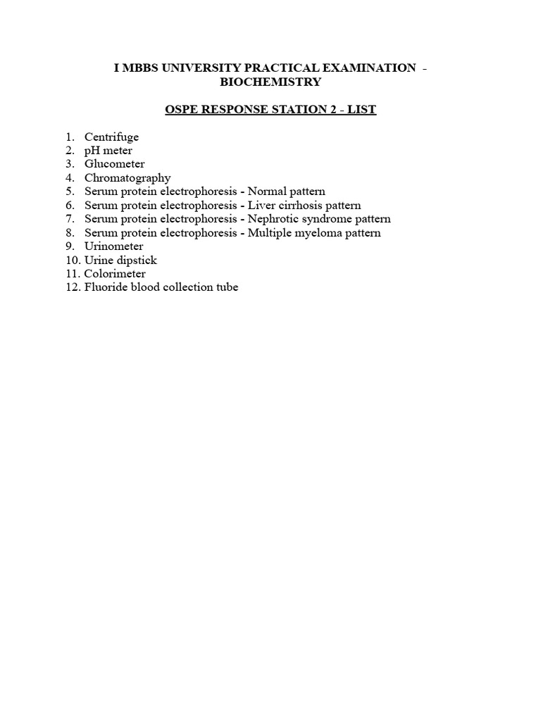 Response Ospe 2 Questions - I Mbbs University Practical Examination ...