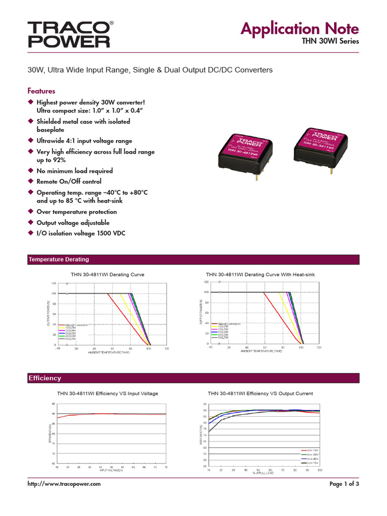 Application Note: 30W, Ultra Wide Input Range, Single & Dual Output DC/DC Converters | PDF ...