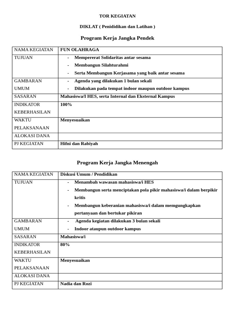 Tor Diklat 2024 | PDF