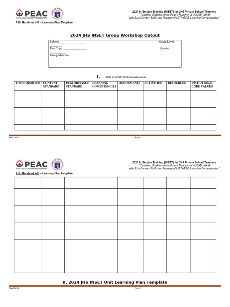 HO46-S8 2024 PEH Learning Plan Template | PDF | Educational Technology ...