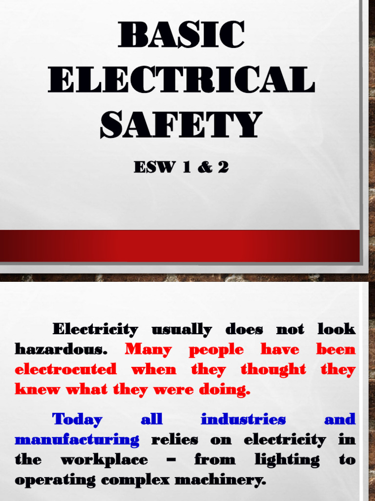 M2.A-Basic Electrical Safety | PDF | Personal Protective Equipment | Electricity