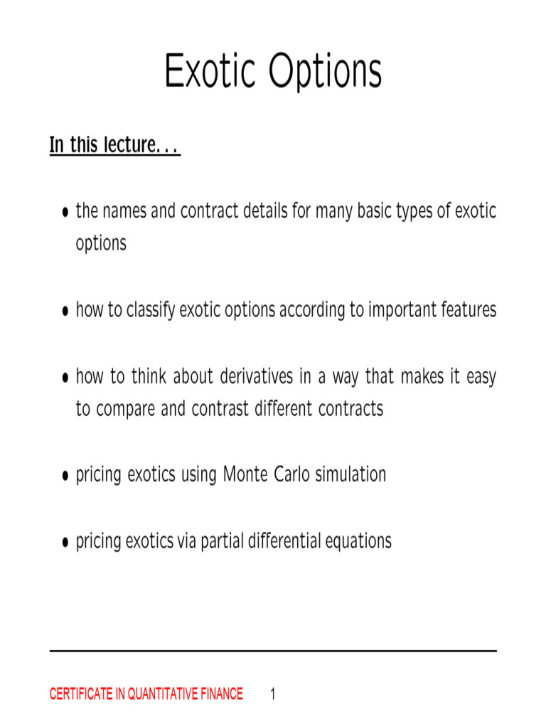 Exotic options | PDF | Option (Finance) | Mathematical Finance