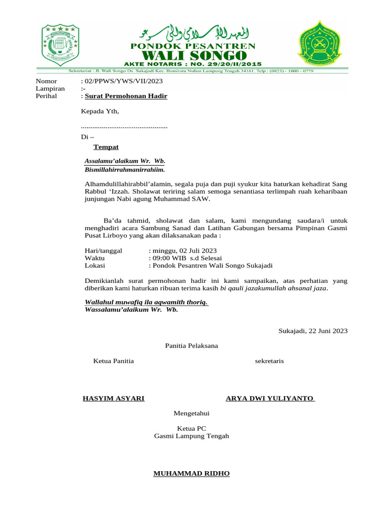 Undangan Acara Sambung Sanad Gasmi | PDF
