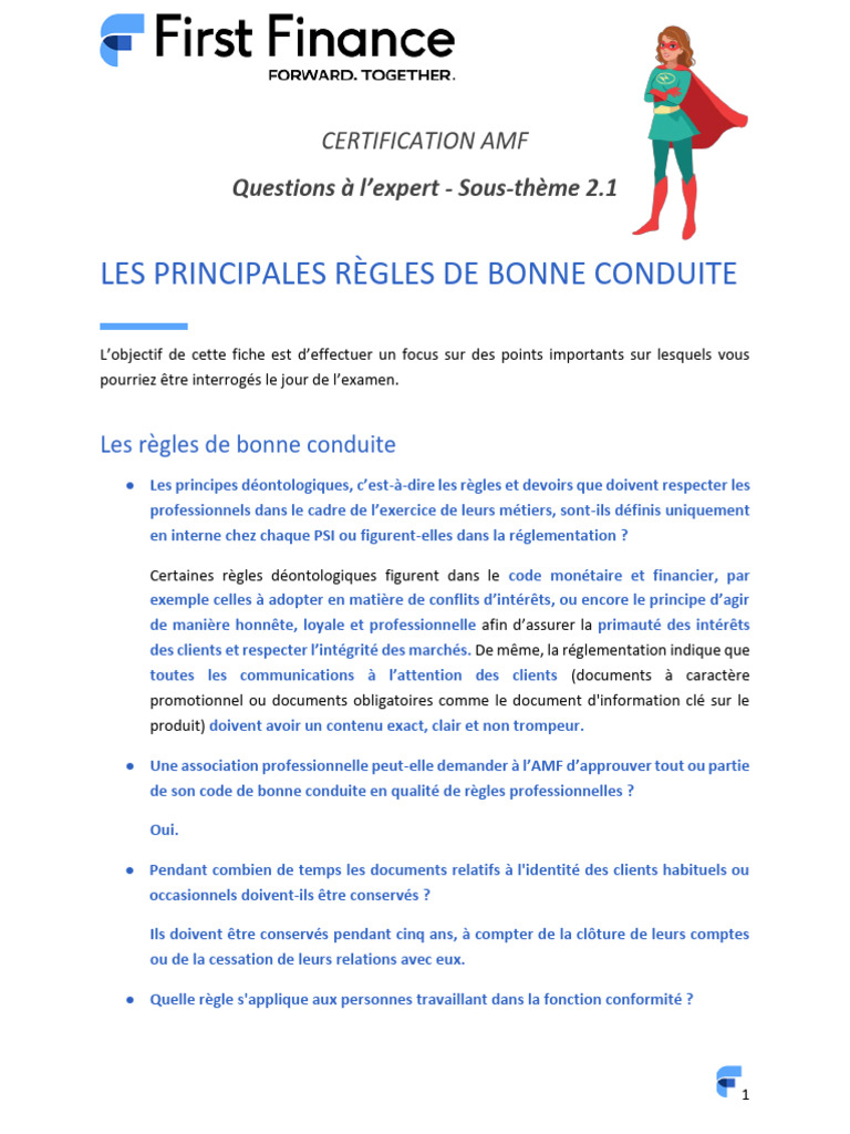 Règles de bonne conduite AMF et conformité | PDF | Contrôle interne