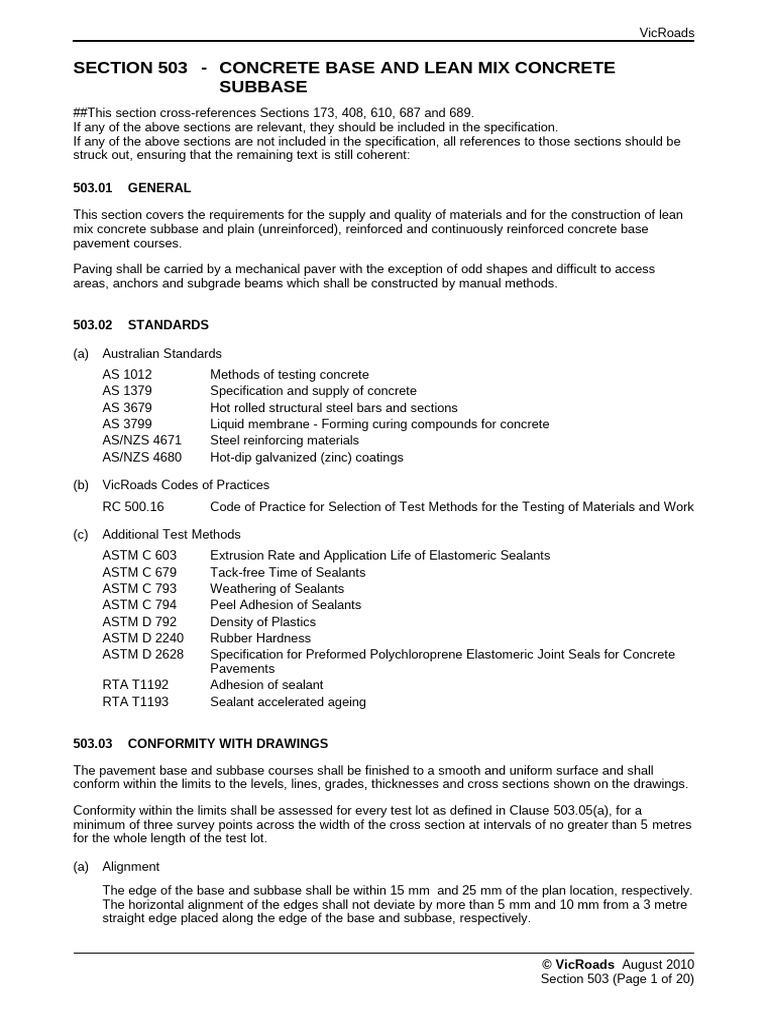 Sec 503 | PDF | Concrete | Road Surface