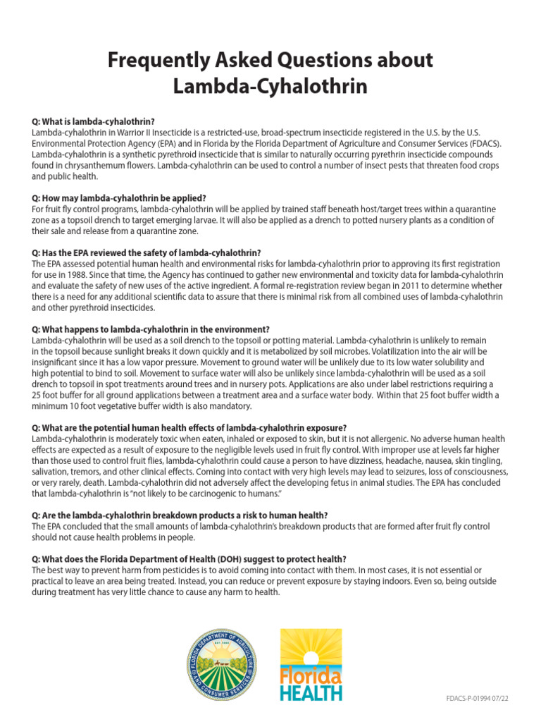 FAQs About Lambda Cyhalothrin | PDF | Insecticide | Pesticide
