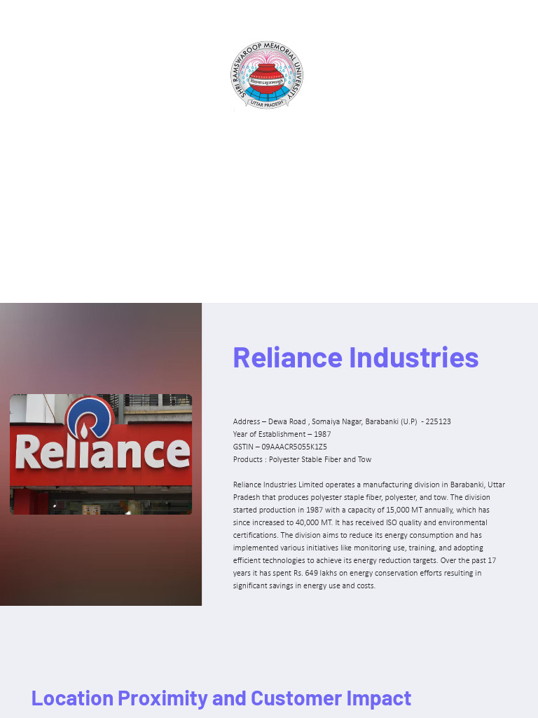 Reliance Industries Barabanki Exploring Design Considerations | PDF ...