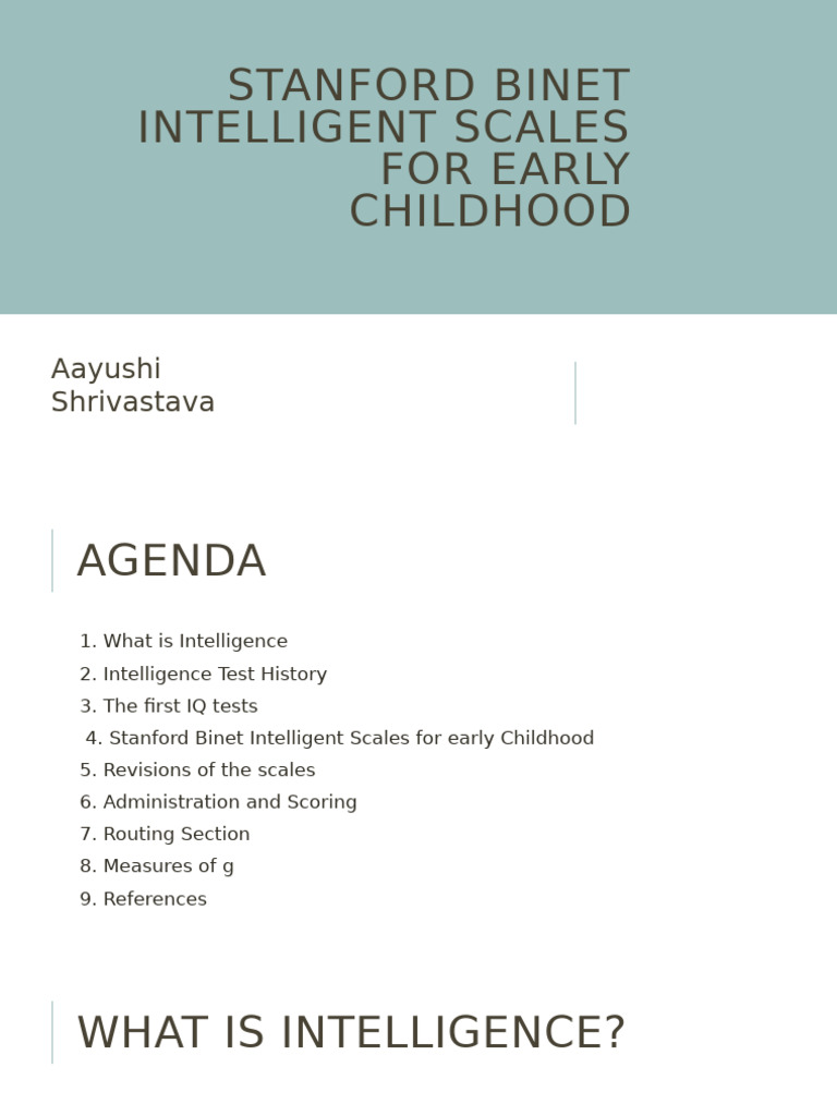 Stanford Binet Intelligent Scales For Early Childhood | PDF | Wechsler ...