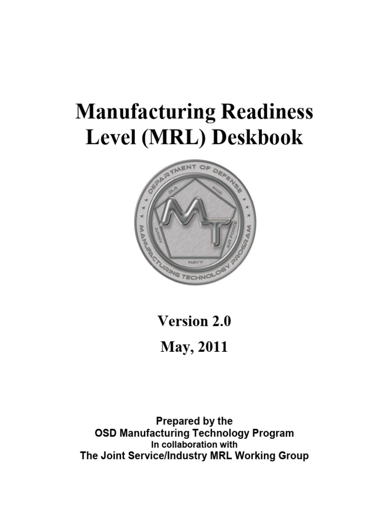 Manufacturing Readiness Levels - Deskbook - V2 | PDF | Prototype ...