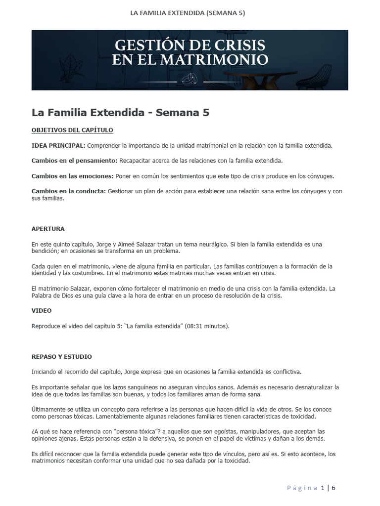 La Familia Extendida - Semana 5 (1) | PDF | Familia | Amor