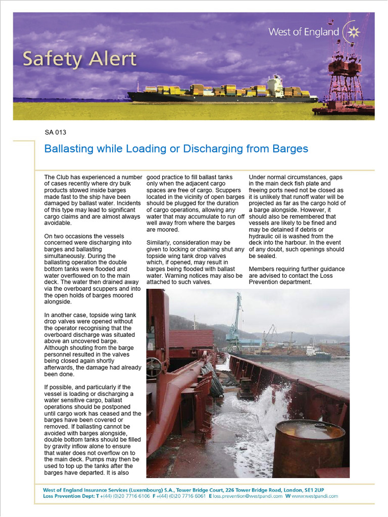 Ballasting While Loading or Discharging From Barges | PDF | Cargo | Valve