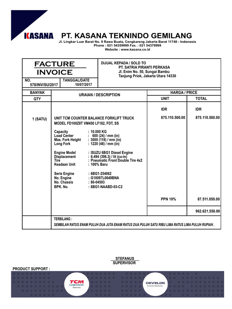 Invoice PT Kasana Teknindo Gemilang + Faktur 2 | PDF