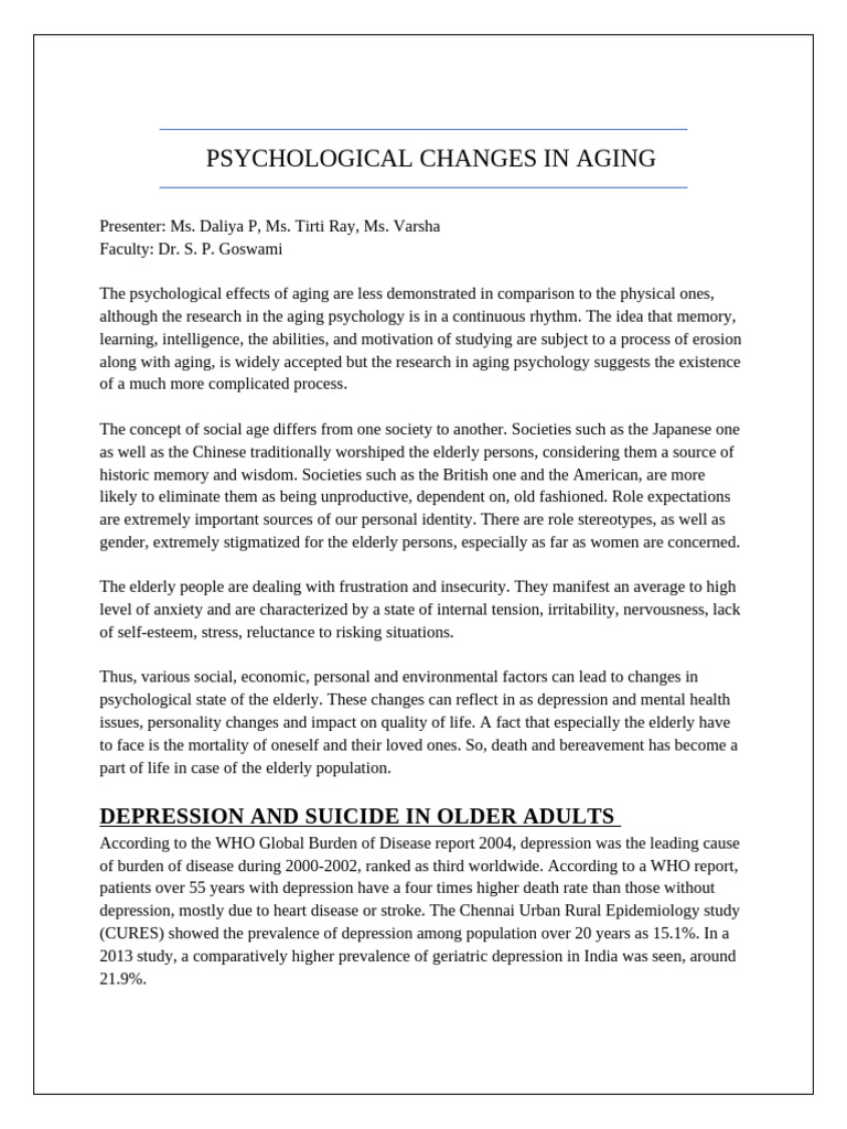 2.4 Psychological Changes in Aging | PDF | Mental Health | Self Efficacy