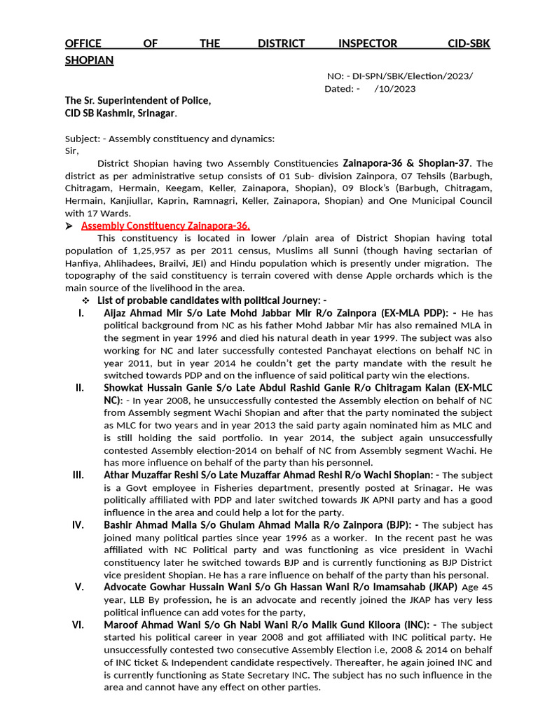 Assambly Election and Dynamics | PDF