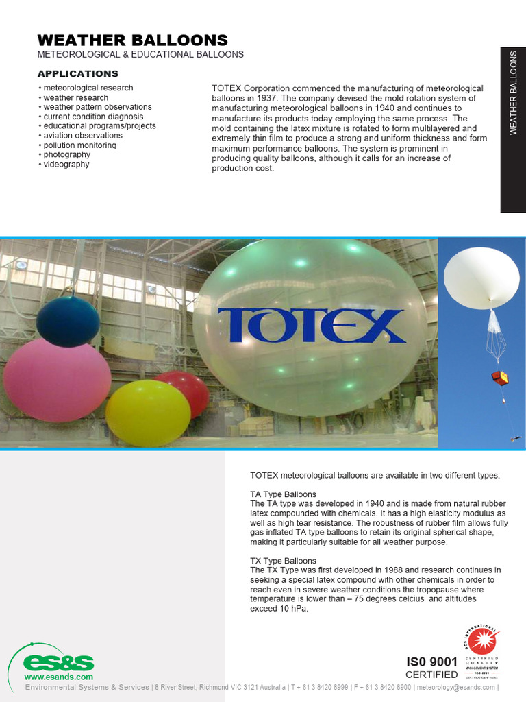 Totex TA Balloons 070213 Web | PDF | Balloon | Meteorology
