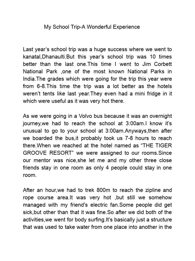 My Memorable School Trip to Jim Corbett | PDF | Language Arts & Discipline
