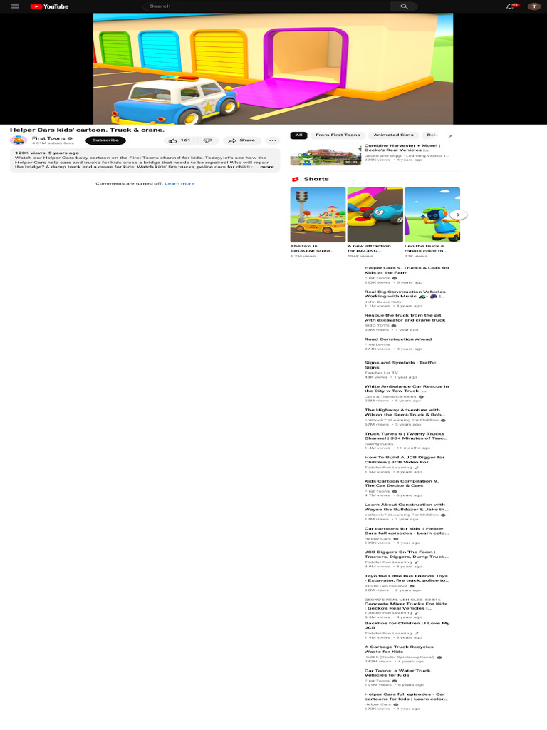 Helper Cars Kids' Cartoon. Truck & Crane. - YouTube | PDF ...