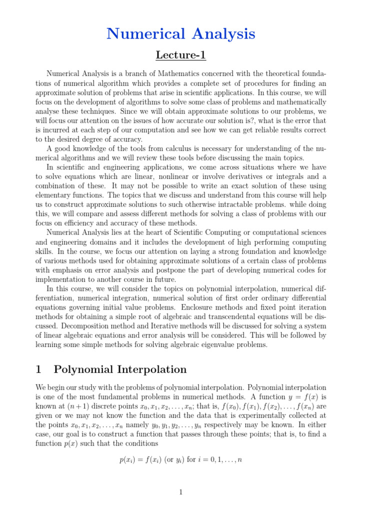 Lec 1 | PDF | Numerical Analysis | Interpolation