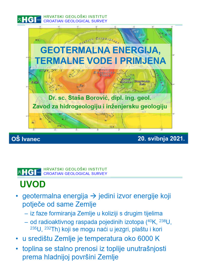 Geotermalna Energija Termalne Vode I Primjena - 20052021 | PDF