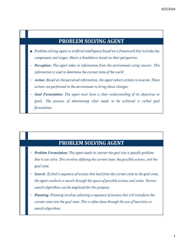 AIML Problem Solving Agents Module 2 | PDF | Algorithms And Data ...