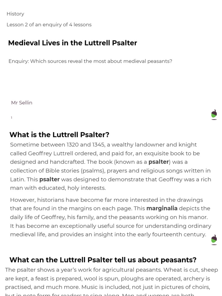 History ks3 Lesson His Y7 U5 l2 | PDF | Peasant