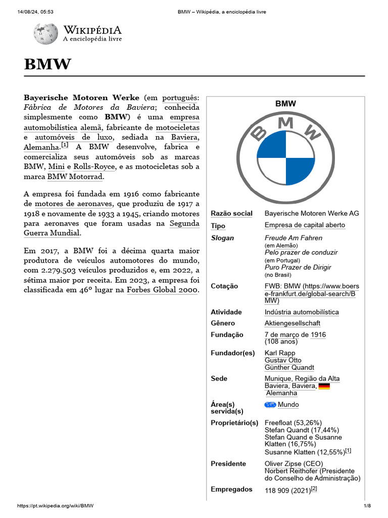 Fábrica de Motores Da Baviera Conhecida: Slogan Freude Am Fahren Pelo ...