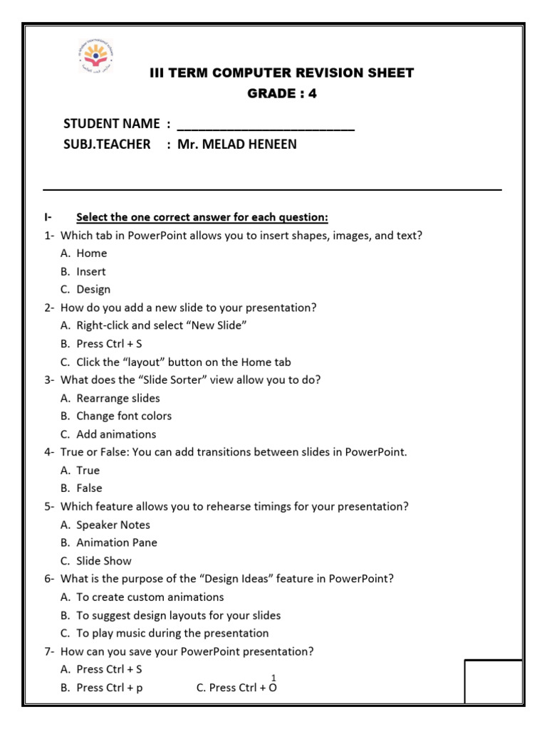 Computer Grade 4 Revision Paper | PDF | World Wide Web | Internet & Web