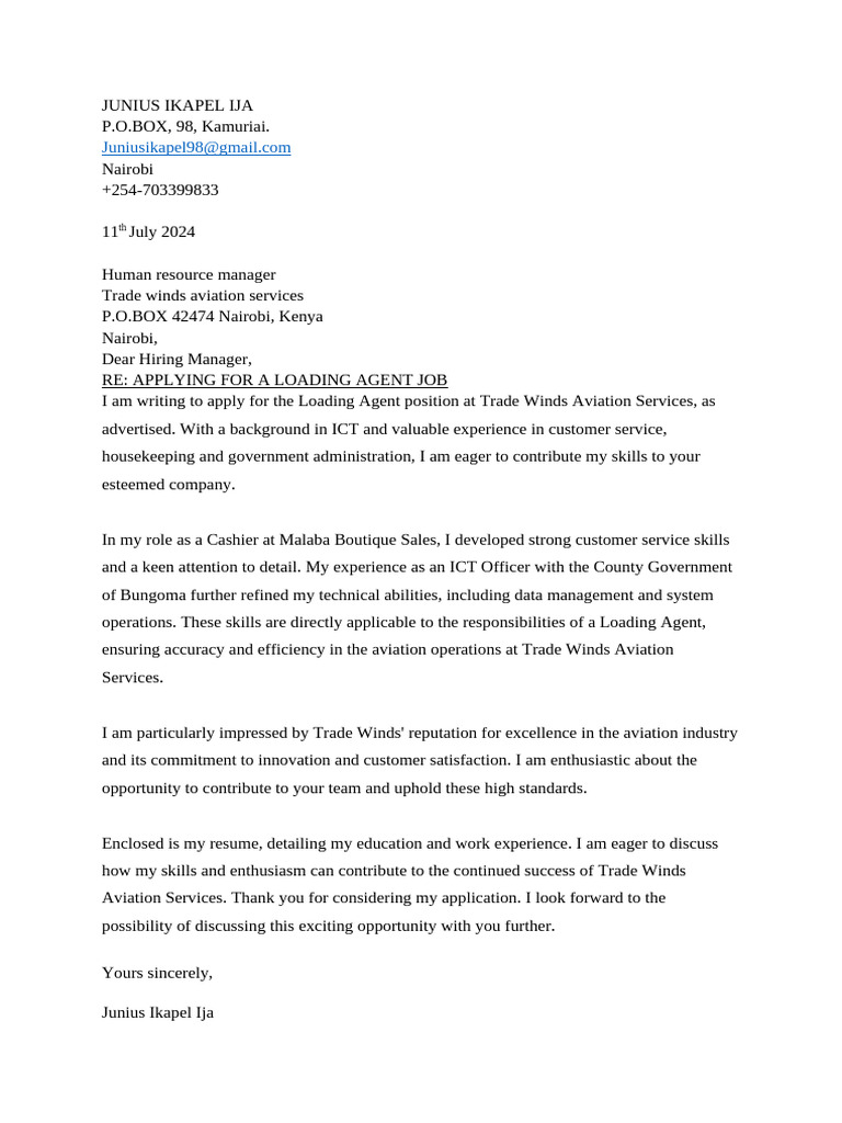 Job Application Letter. | PDF