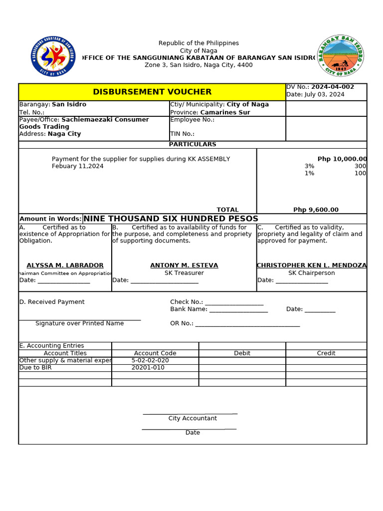 KK Assembly DV | PDF | Payments