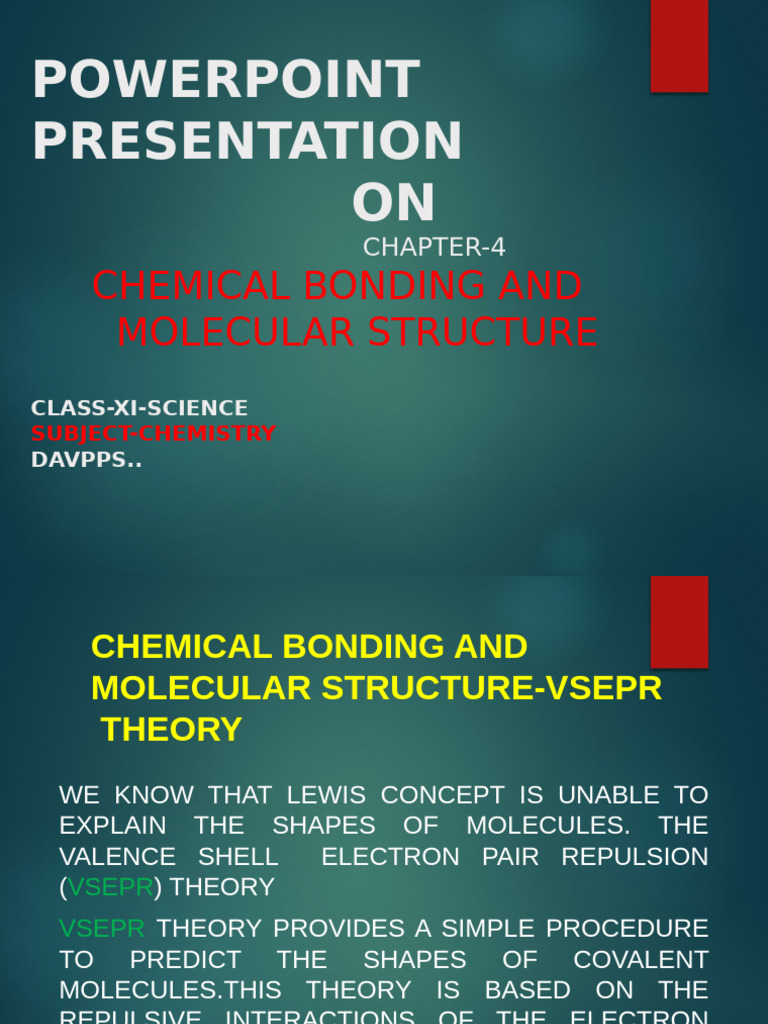 Davpps Class Xi Chemistry PPT Ch-4 | PDF | Chemical Bond | Molecular Orbital