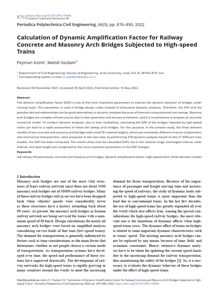 Calculation of Dynamic Amplification Factor For Railway Concrete and ...