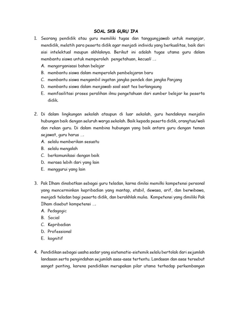 Soal SKB Guru Ipa Terbaru Iii | PDF